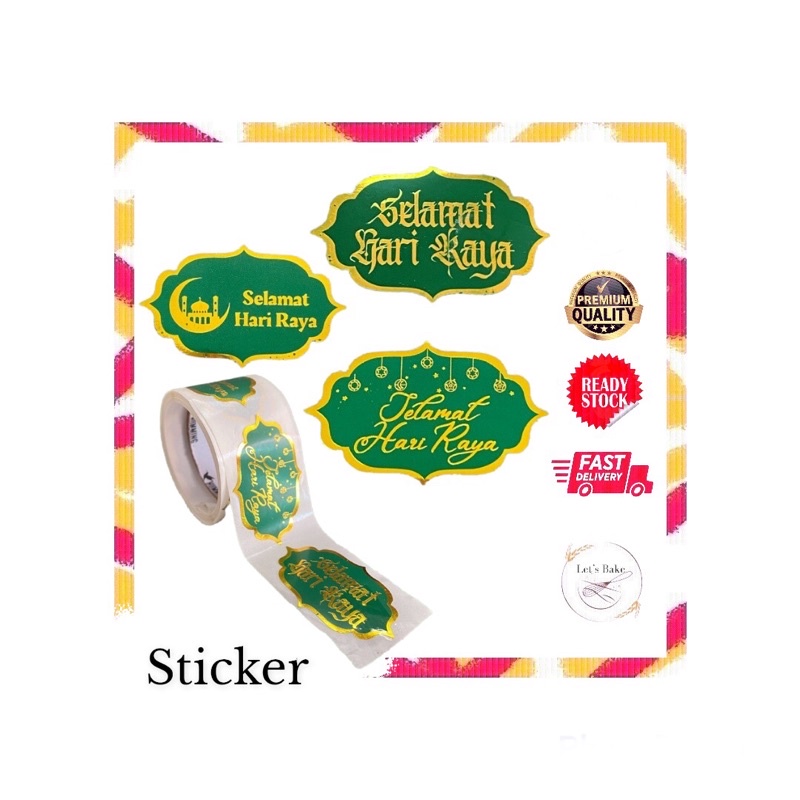 Hari Raya Sticker/ Sticker Raya/ Sticker Bekas Kuih 100pcs | Shopee ...