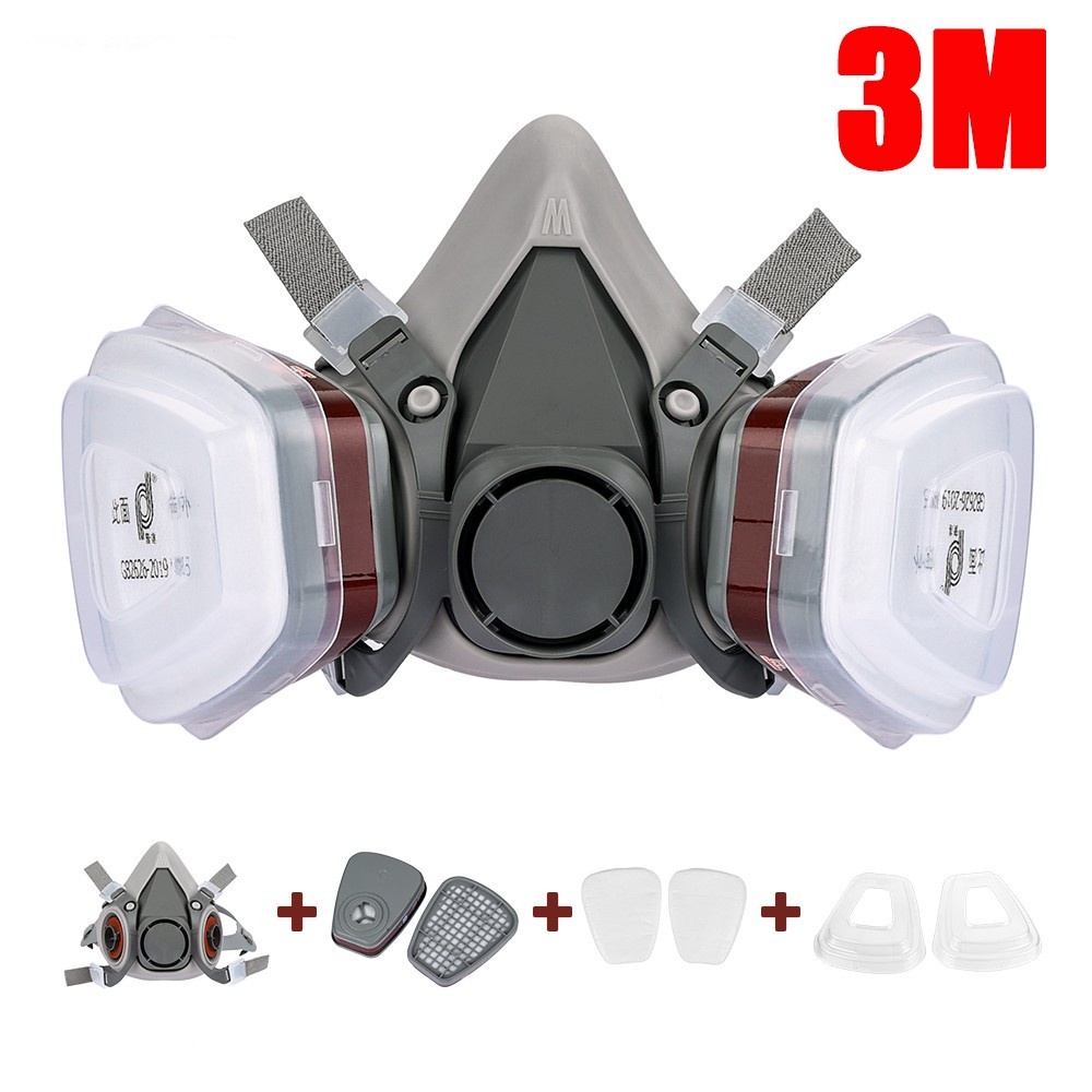 【The-cheapest】7 in1 3M 6200 Gas Mask Dust Mask Protection Toxic Vapor ...