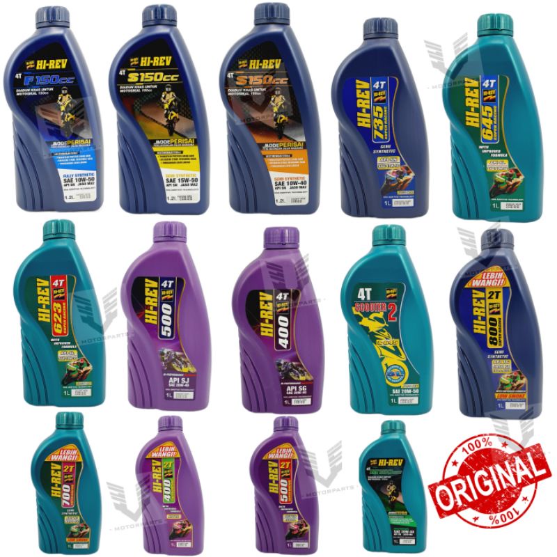 ORIGINAL HI REV ENGINE OIL 4T/2T FULLY/SEMI 1L/1.2L MINYAK HITAM 10W50 ...