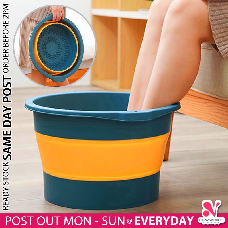 𝗟𝗔𝗥𝗚𝗘 𝗖𝗔𝗣𝗔𝗖𝗜𝗧𝗬 》Round Foot Bath Bucket Body Relaxing Massage Leg Feet ...