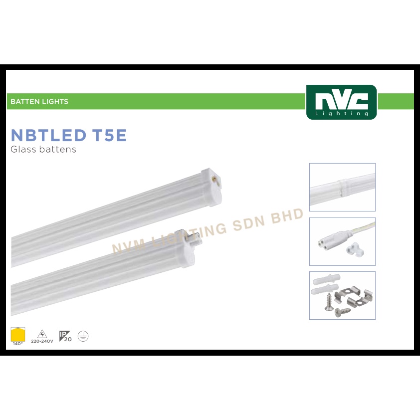 NVC T5E LED T5 Batten Glass 1ft/2ft/3ft/4ft Warm White/Natural White ...