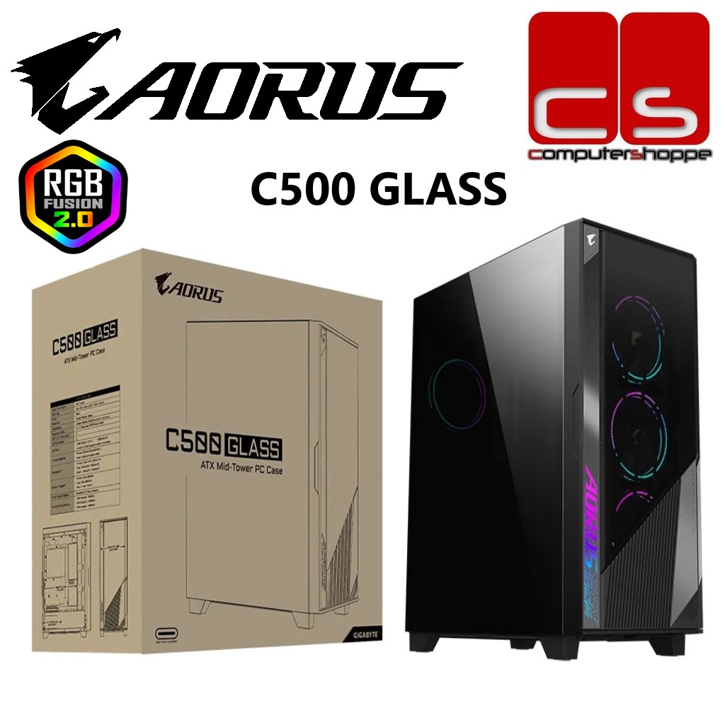 Gigabyte AORUS C500 GLASS E-ATX Mid-Tower PC Case with Pre-installed 4 ...