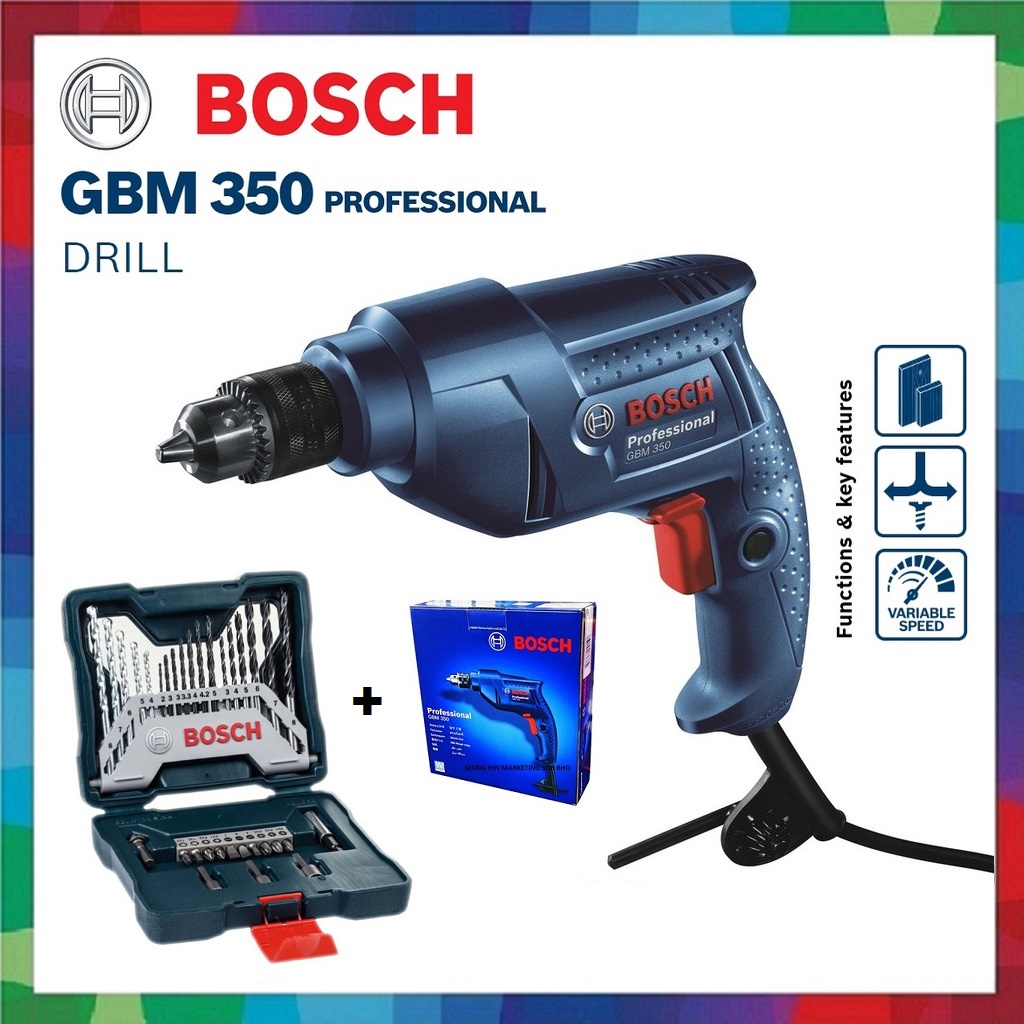 BOSCH GBM 400 Rotary Drill + X Line 33pcs Accessories Set / Mesin ...