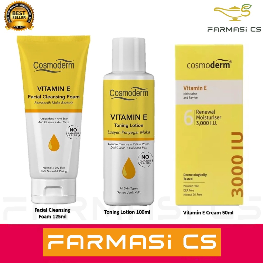 Cosmoderm Vitamin E Basic Set [ Facial cleansing Foam 125ml + Toning ...