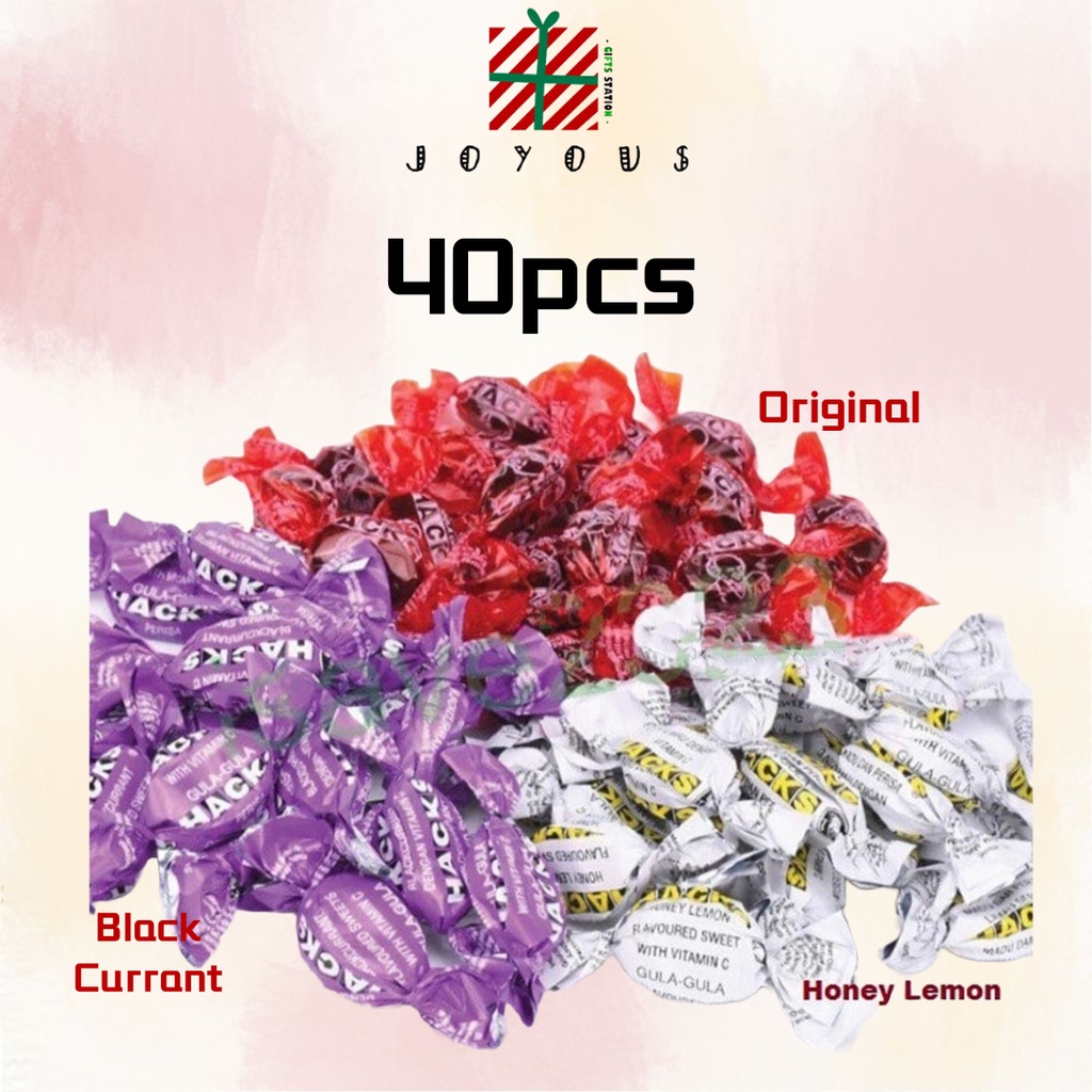 40pcs Gula-gula Hacks Candy (Original / Honey Lemon / Blackcurrant ...