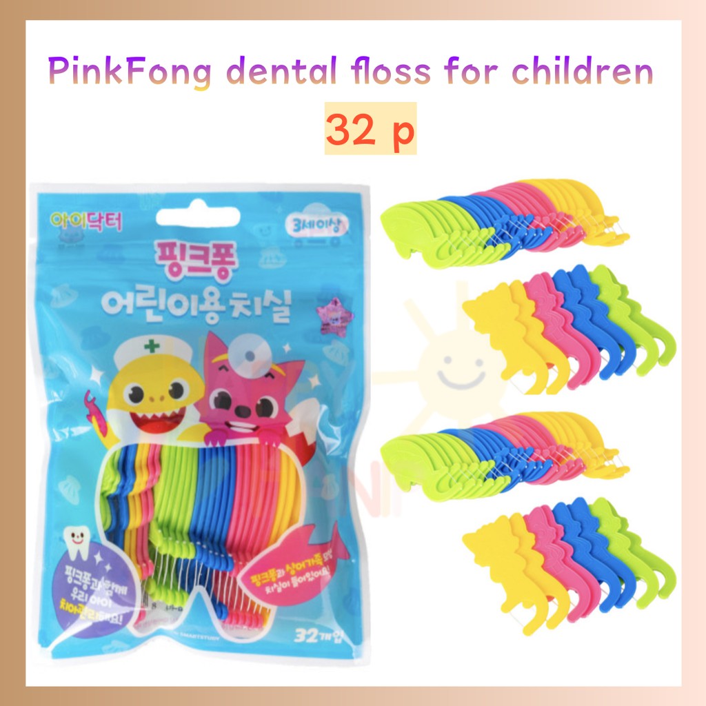 Pinkfong Kids Dental Floss 32 pcs Pink Fong Baby Shark Oral health Baby ...
