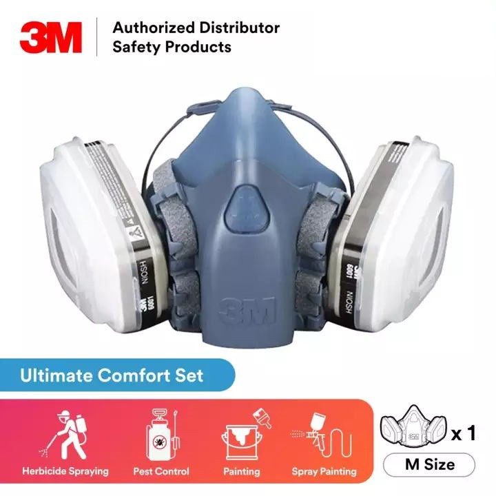 3M 7502 Full Set Reusable Half Facepiece Silicone Respirator Mask ...