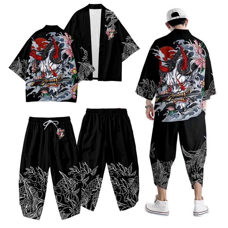 Japanese Kimono Cardigan Men Haori Yukata Male Samurai Costume Clothing | Shopee Malaysia