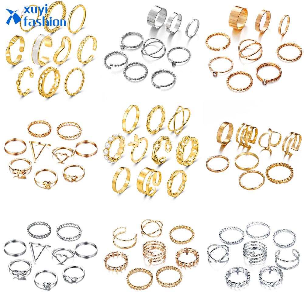 Dodder Trendy Retro Butterfly Opening Adjustable Rings Set Bohemian ...