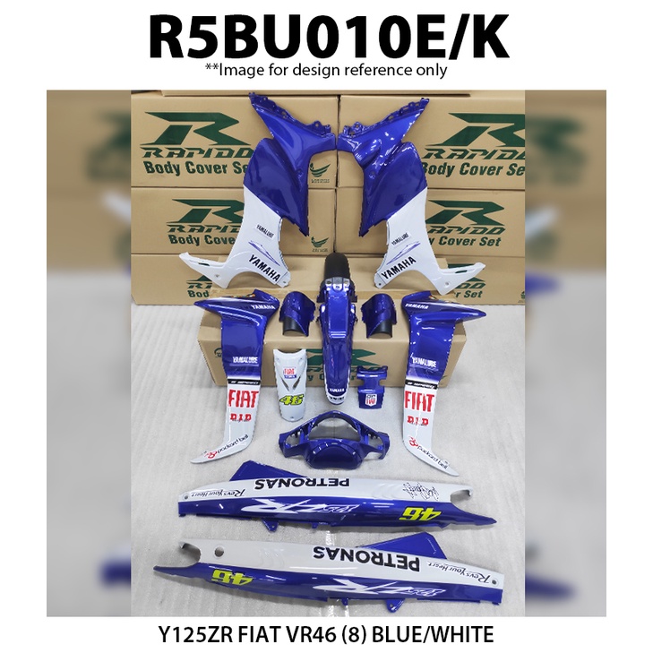 Cover Set Rapido Y125ZR Yamaha Fiat VR46 (8) White Blue Color Ysuku ...