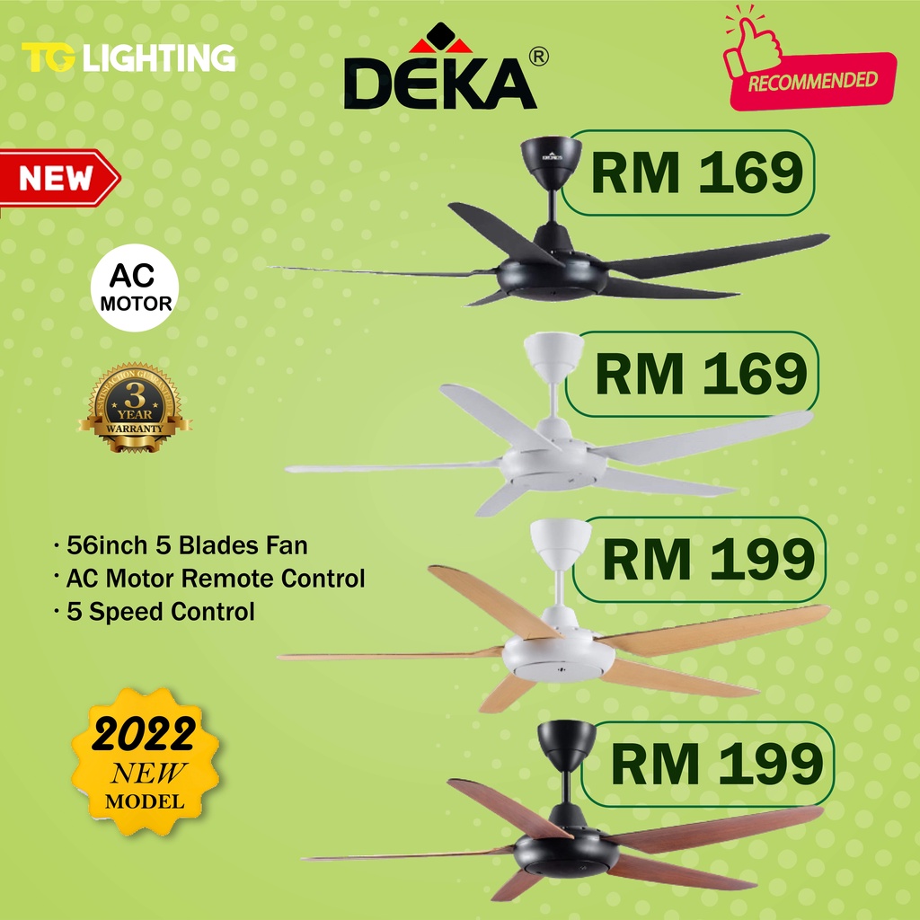[NEW Model 2022] DEKA Fan XR10 56" 5 Speed Control Reverse 5 Blades ...