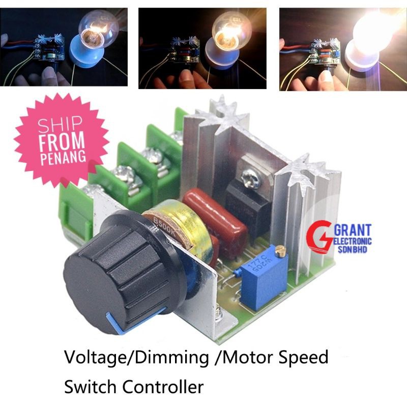 AC 220V 2000W SCR Voltage Regulator Dimming Dimmers Speed Controller ...