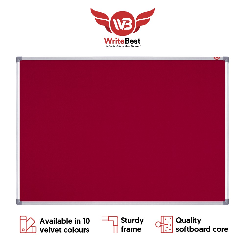 WriteBest Velvet Notice Board with Aluminium Frame - [Small Range ...
