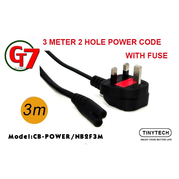 TINYTECH 3 METER POWER CABLE FOR NOTEBOOK/PRINTER (2HOLE) (CB-POWER ...