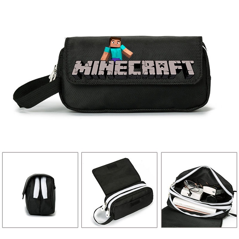 Double Layer Anime Minecraft Pencil Case Cartoon Pen Bag Student ...