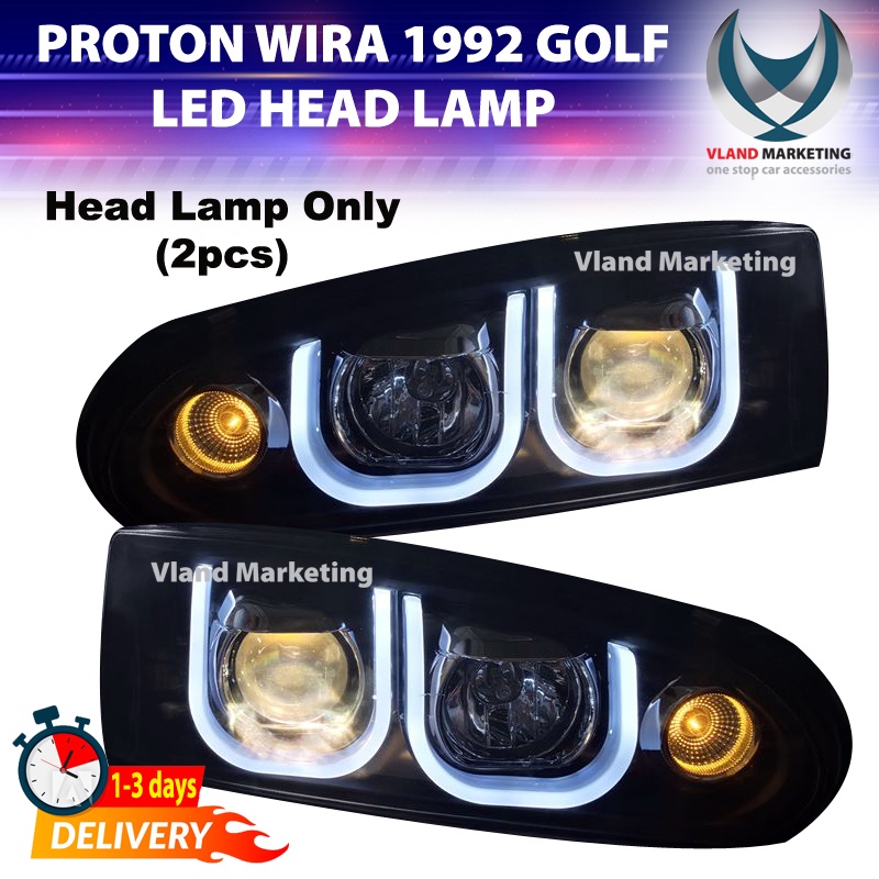 Vland Wira Satria head lamp Light led projector U shape style Lampu ...