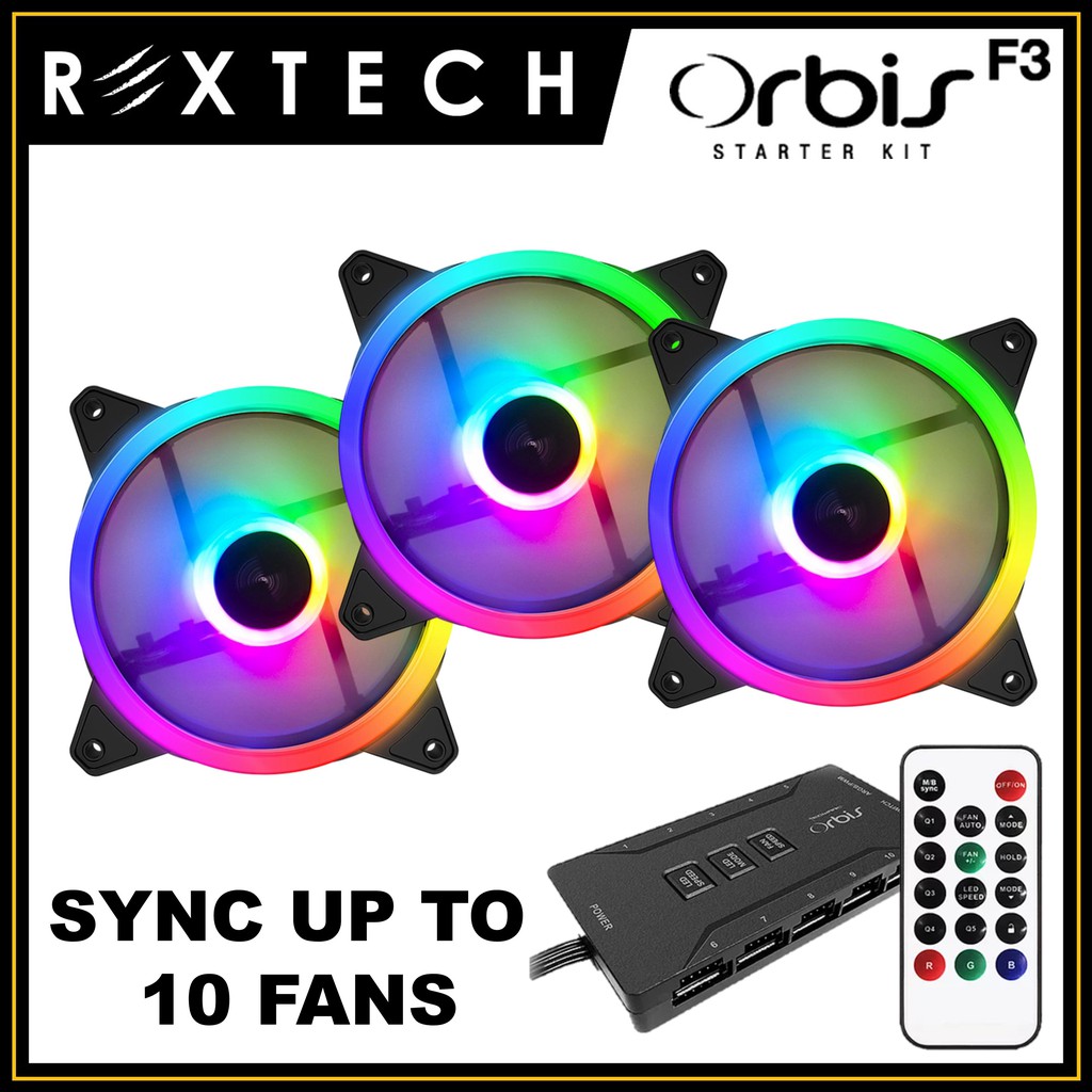 TECWARE ORBIS SPECTRUM F1 / F3 ARGB FAN STARTER KIT (3/TRIPLE PACK ...