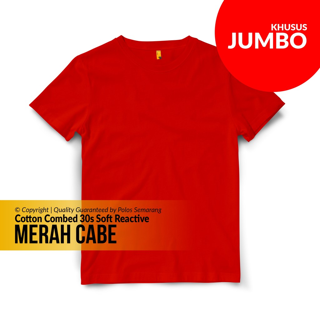 MERAH Plain T-Shirt JUMBO Red Short CABE COTTON COMBED REACTIVE ...