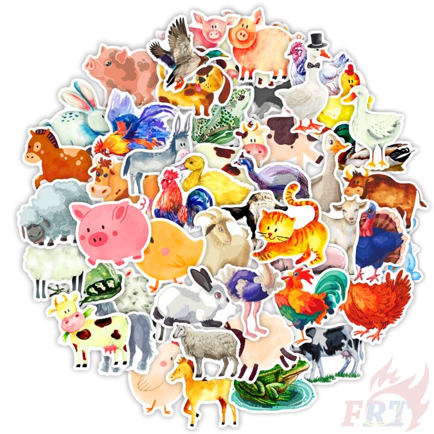 50Pcs/Set Animal Farm Series 01 Kids Rewards Stickers DIY Waterproof ...