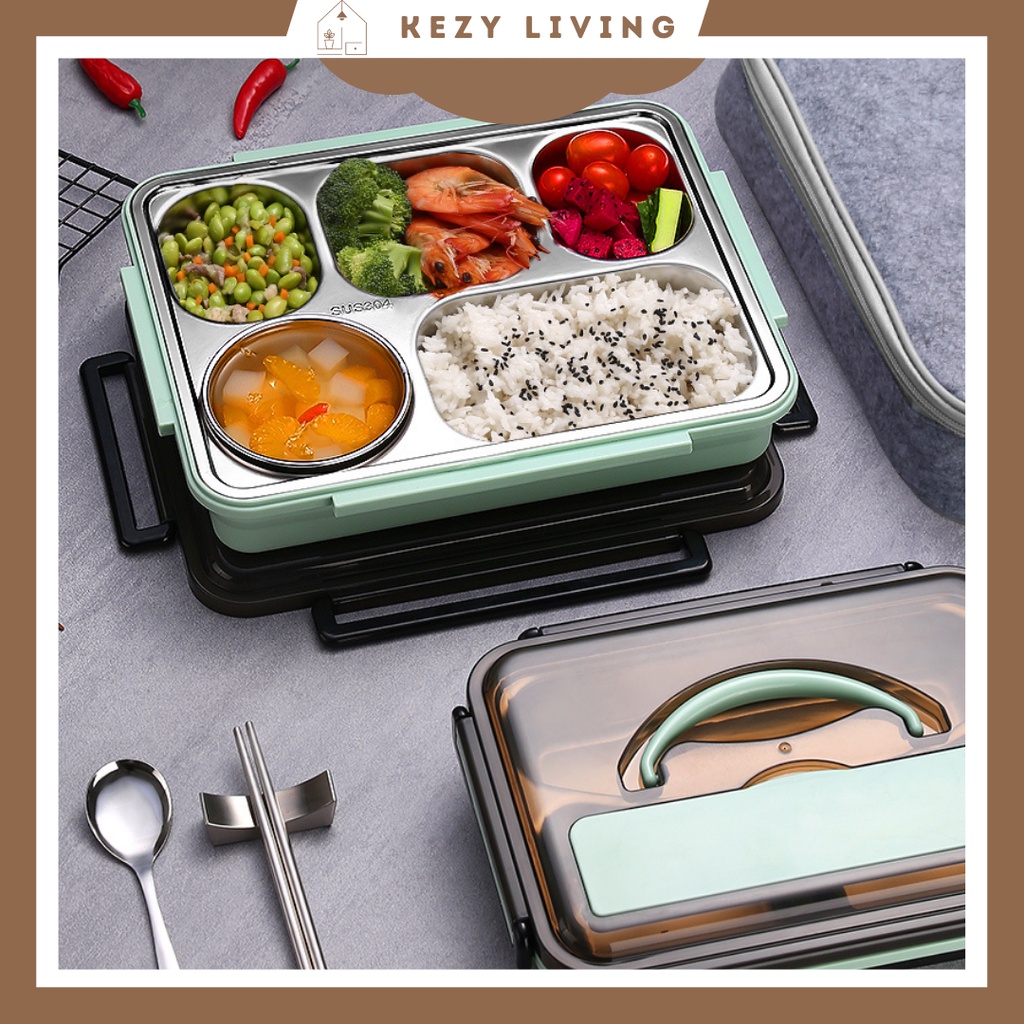 Five Grid 304 Stainless Steel Thermal Lunch Box Food Container ...