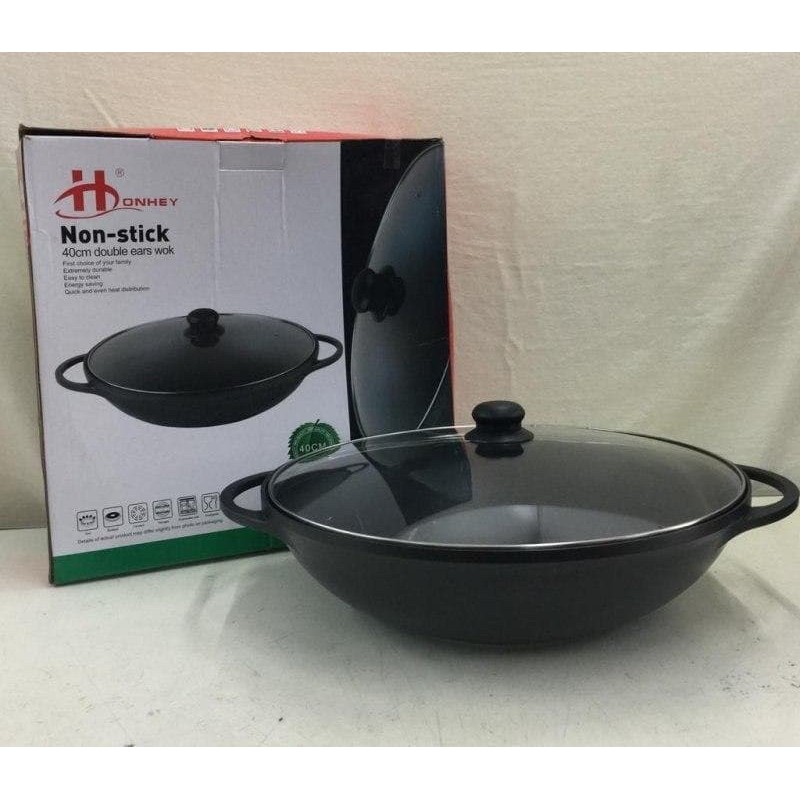 (40cm) Non stick wok with 2 handle/ non stick pan | Shopee Malaysia