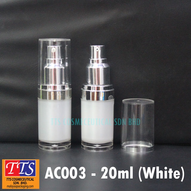 20ml Acrylic White Silver Pump Lotion Refillable Cosmetic Bottle Botol Kosmetik - AC003-20ml ...