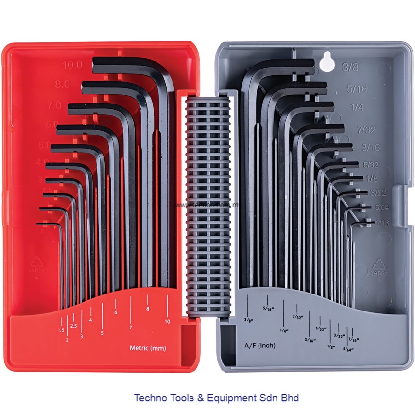 KENNEDY KEN6022800K Combination Long Arm B/PTMM/AF Hex Key Set 20-Pce ...
