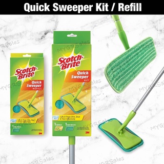 3M Scotch Brite Quick Sweeper Micro Fiber Flat Mop / Easy Sweeper Kit ...