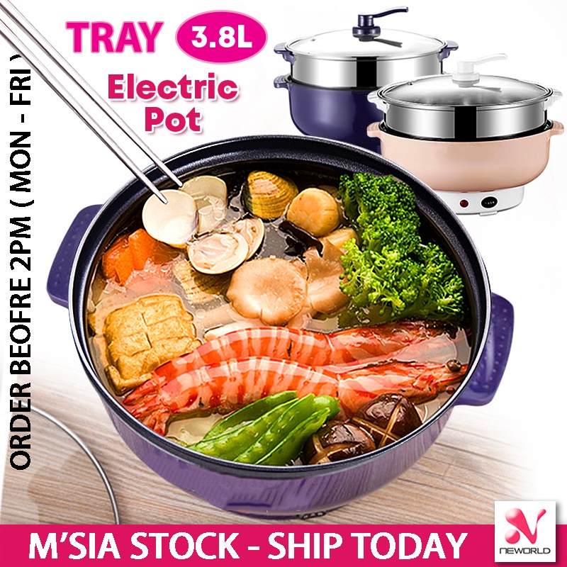𝟯.𝟯𝗟 𝟯.𝟴𝗟 》Multifunction Electric Non Stick Grill Frying Rice Cooker Steamer Steamboat Pan Pot ...