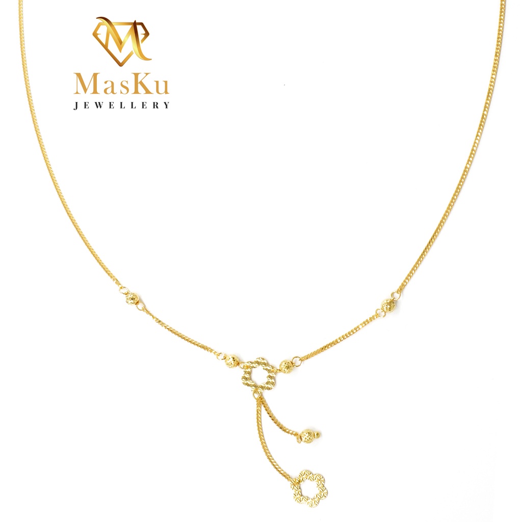 MasKu Jewellery 22K / 916 Rantai Leher Choker Mesin Bunga MKJN180155 ...