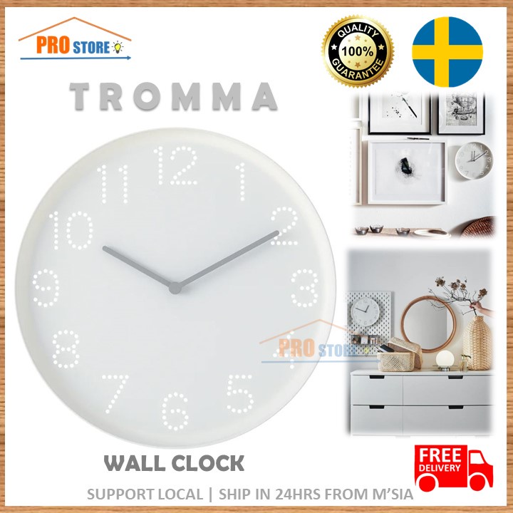 *𝕀𝕂𝔼𝔸* TROMMA WALL CLOCK (WRAP WITH BOX) WHITE COLOR 25CM IKEA JAM IKEA ...