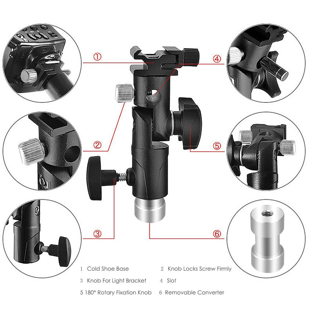 Speedlite Mount, Light Stand Bracket with Umbrella Mount Shoe Holder E ...