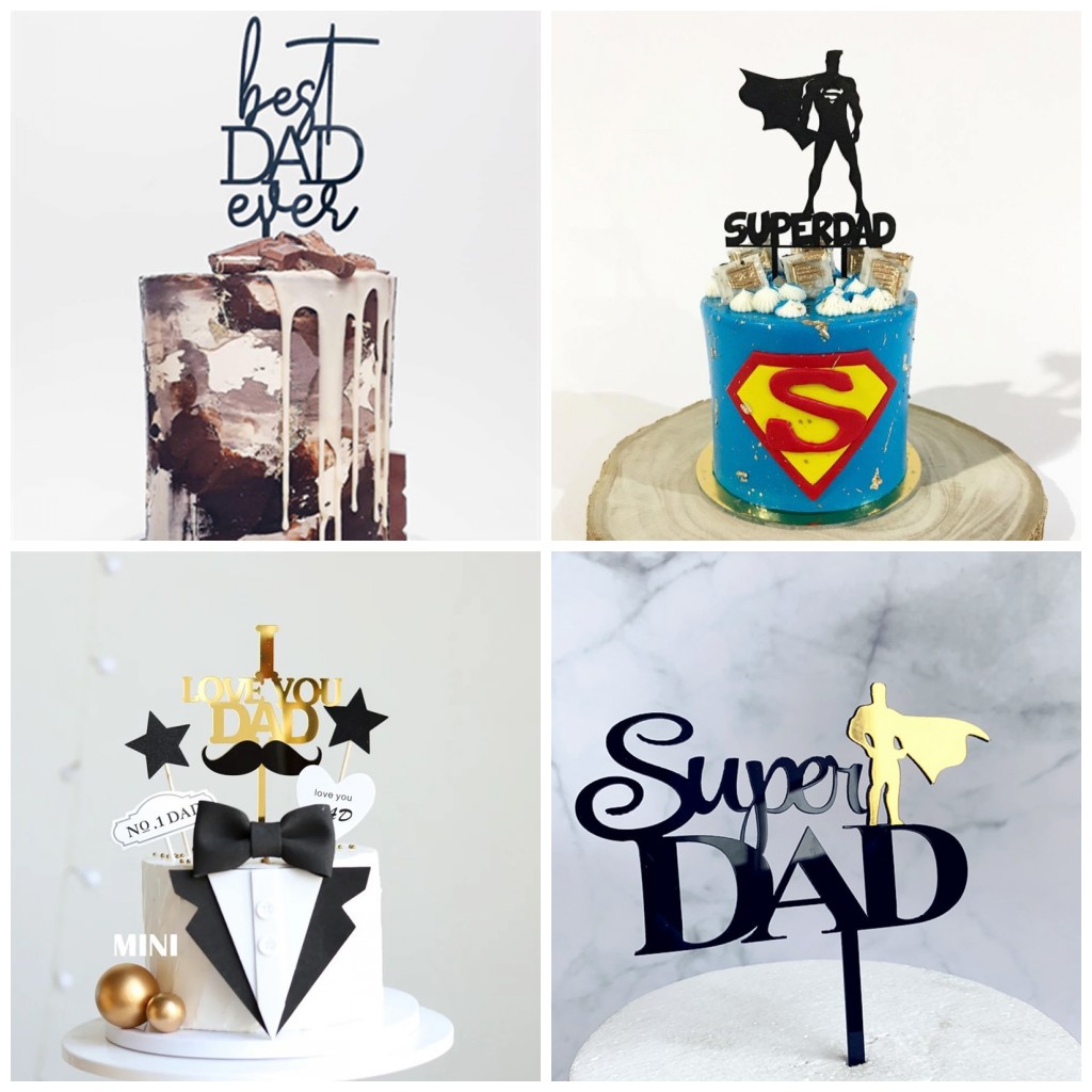 Acrylic Super Dad Cake Topper Happy Father's Day Cake Topper Best Daddy ...