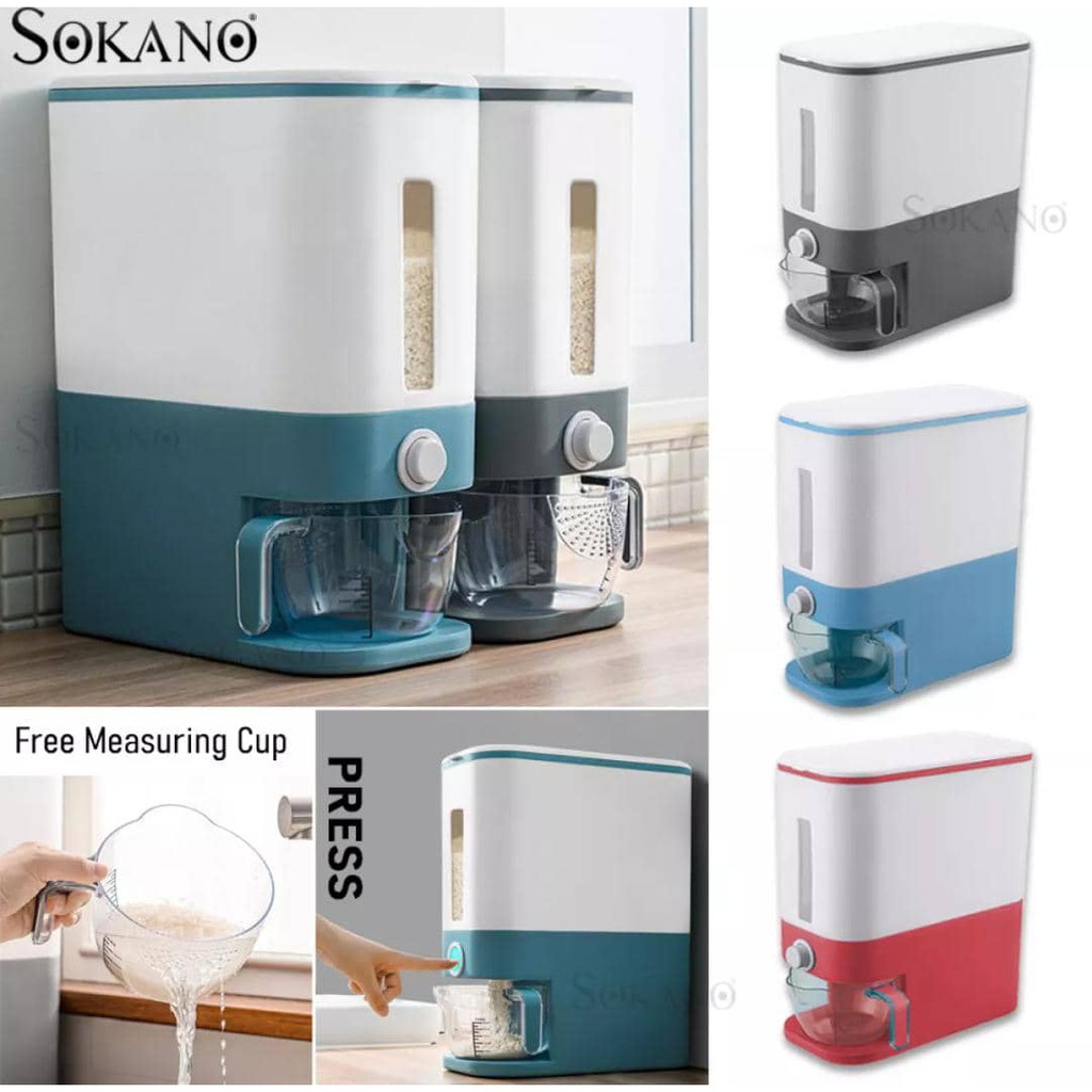 Rice Dispenser 12KG Automatic Rice Dispenser with Rinsing Cup Bekas ...