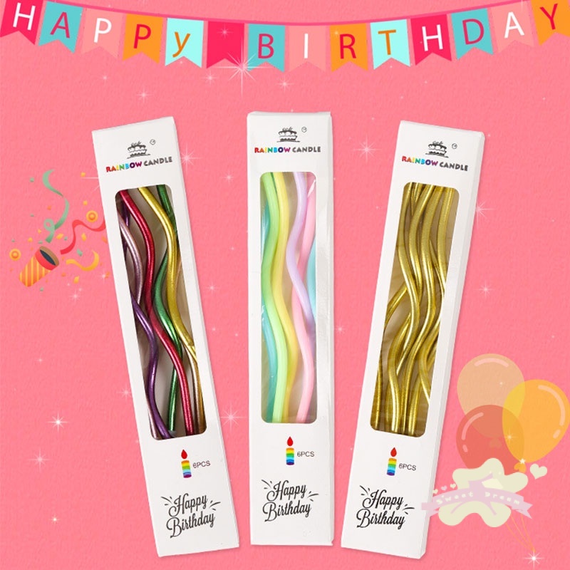 6Pcs Metaliic Color Spiral Candle Topper Spiral Birthday Bachelorette ...