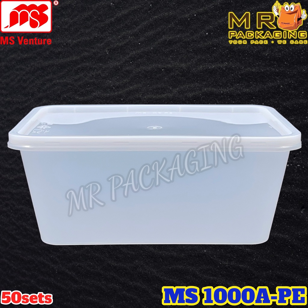 MS 1000A PE Freezer Grade Rectangular Container & Lid ( 50sets± ) Disposable Plastic PE Food Box ...