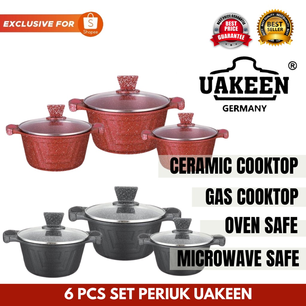 Vaken Uakeen Set Periuk Batu Non-Stick / Granite Induction / Granite ...