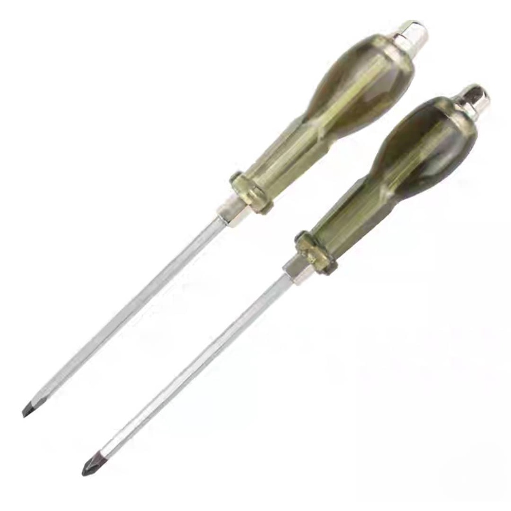 Impact screwdriver, hammer screw driver / Pemutar skru 琥珀柄络钒钢穿心螺丝刀一字十字 ...