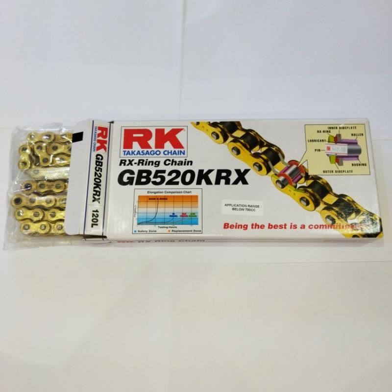 RK 520-120L X-RING CHAIN(RIVET CLIP) PACKING BARU.KOTAK WARNA HITAM ...
