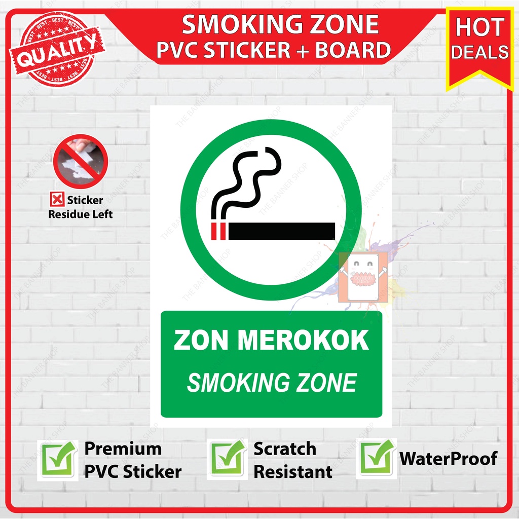 Smoking Zone PVC Signage ⛔ (Sticker Only / Sticker + Board) | Shopee ...