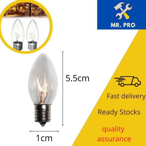 clear transparent chili candle light bulb/lampu kaca /蜡烛灯泡/拜神/神台灯泡 E12 ...