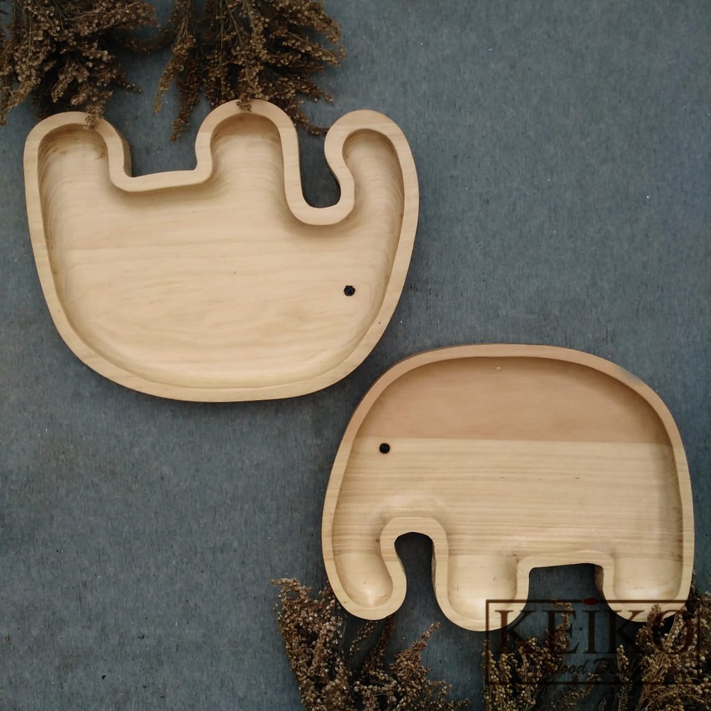KAYU Character Wood Plate (Elephant) | Shopee Malaysia