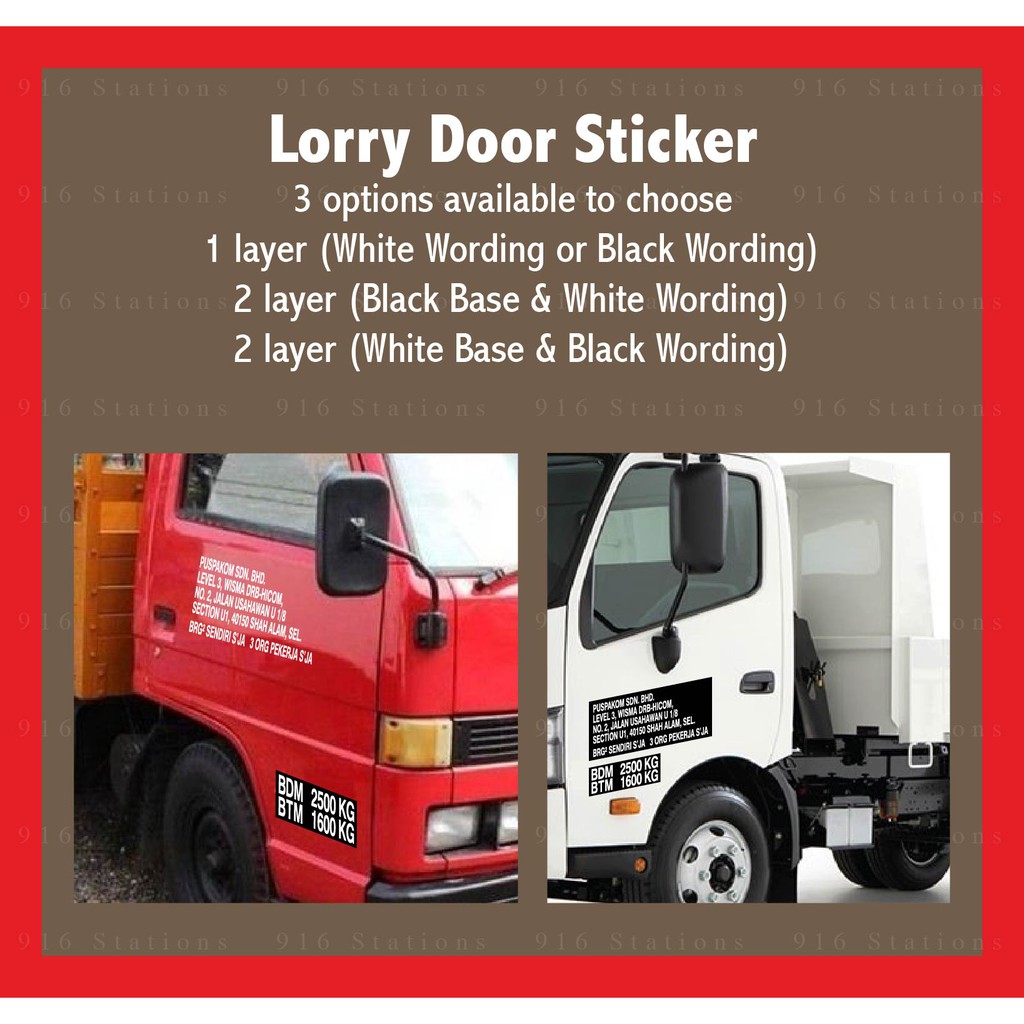 Customised Commercial Lorry JPJ 3M STICKER / Company Name + Address (3M ...