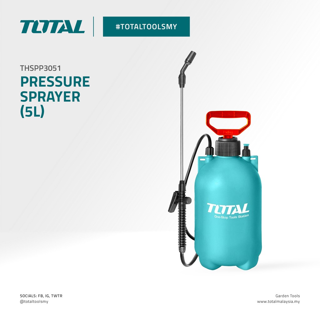 TOTAL Pressure Sprayer With Flexible Hose (Spraying Pressure 2.5 Bar/5L ...