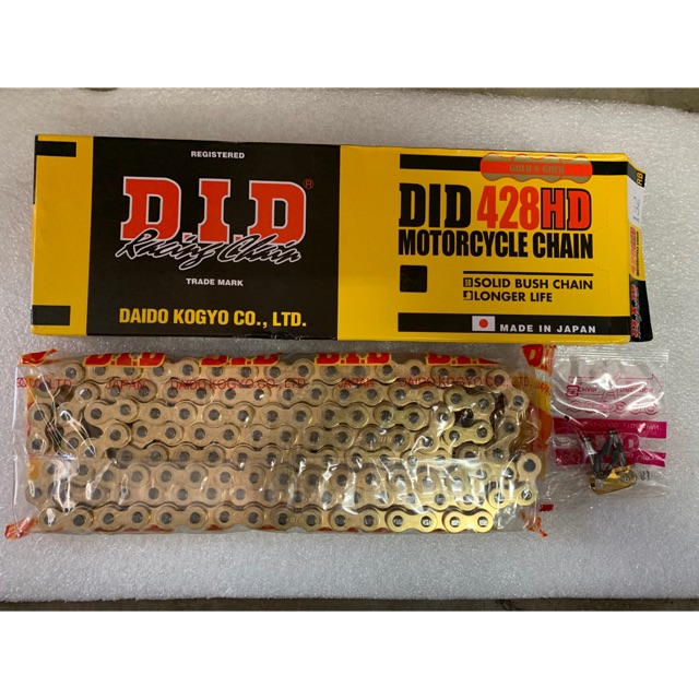 100% MADE IN JAPAN ~ DID RACING 428/415 GOLD CHAIN HD Original Hologram ...