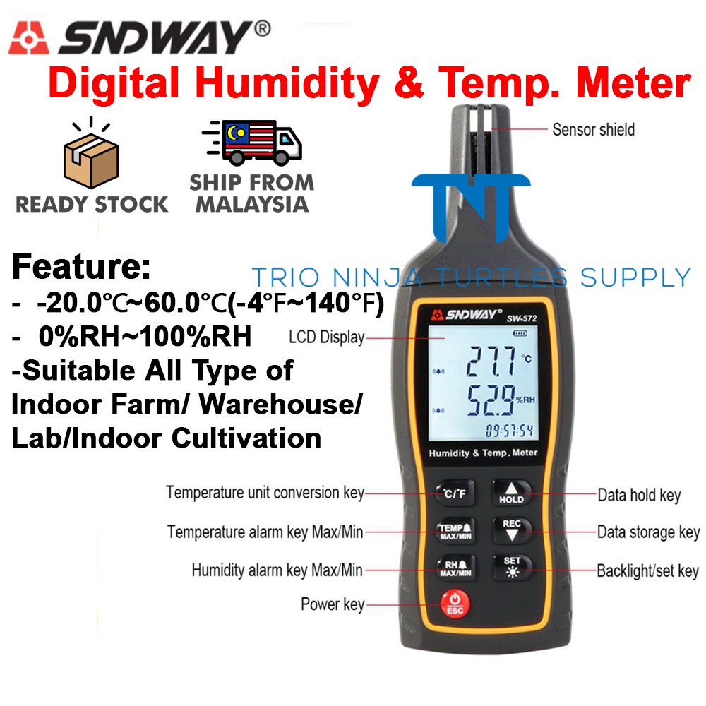 SNDWAY SW-572 Digital LCD Temperature and Humidity Meter Tester ...