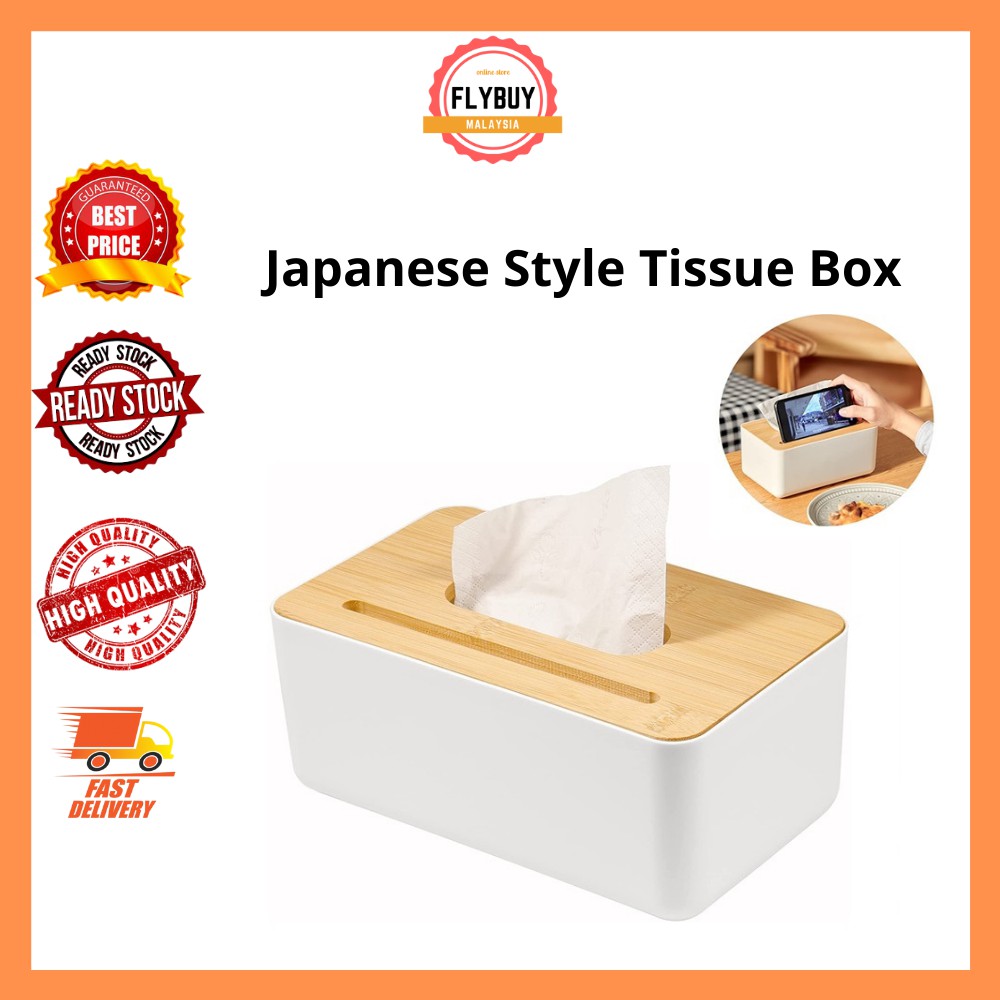 🔥QUALITY🔥 Japanese Style Bamboo Wood Cover Tissue Box Desktop Paper Box ...