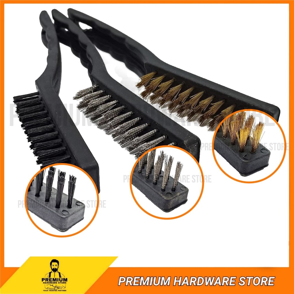 3pcs Handy Wire Brush Set with Steel Brass Nylon Brush for Cleaning ...