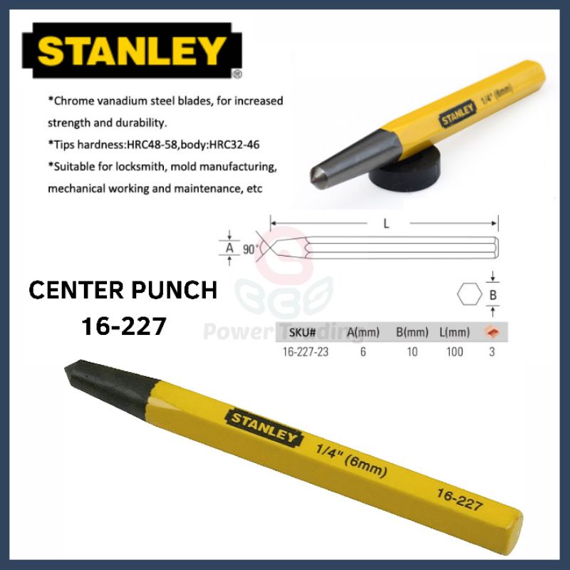 16-227 STANLEY CENTER PUNCH CENTRE PUNCH PUNCHES | Shopee Malaysia