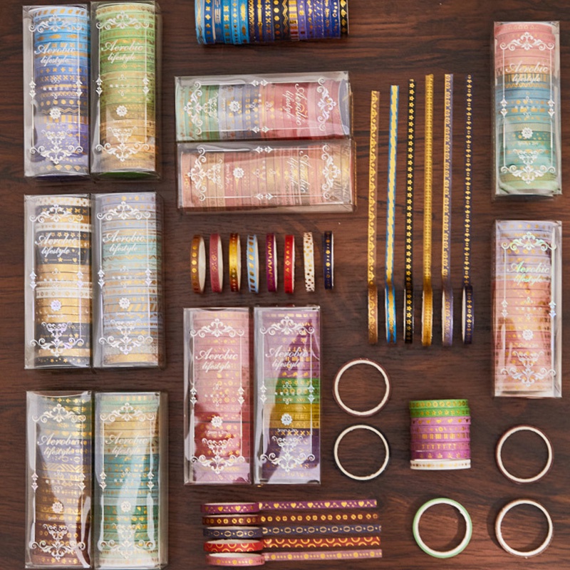 20 Rolls Bronzing Washi Tape Stickers Set Retro Decorative DIY Stickers ...